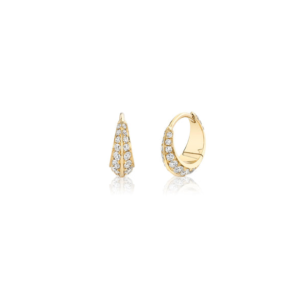 Small Crescent Hoops with Double Sided Pave - Lizzie Mandler